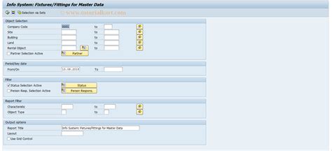 REISBDCT SAP Tcode InfoSystem Fixt Fitt F MasterData
