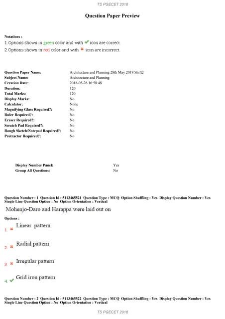 Ts Pgecet Architecture 2018 Question Paper Pdf