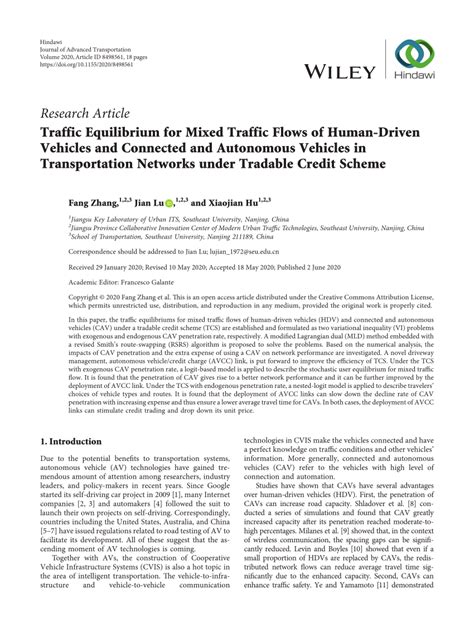 Pdf Traffic Equilibrium For Mixed Traffic Flows Of Human Driven Vehicles And Connected And