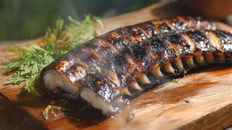 Grilled Eel Called Unagi Kabayaki With Smoke Around Stock Footage