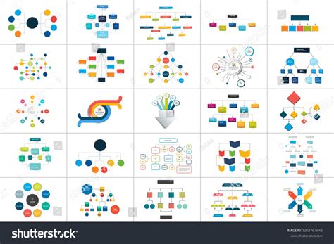 Vektor Stok Mega Set Various Flowcharts Schemes Diagrams Tanpa Royalti Shutterstock