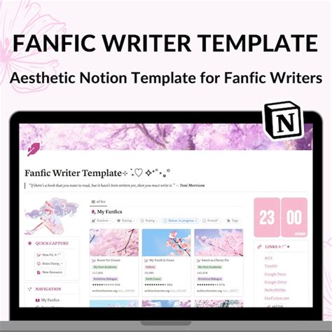 Fanfiction Writing Notion Template Etsy