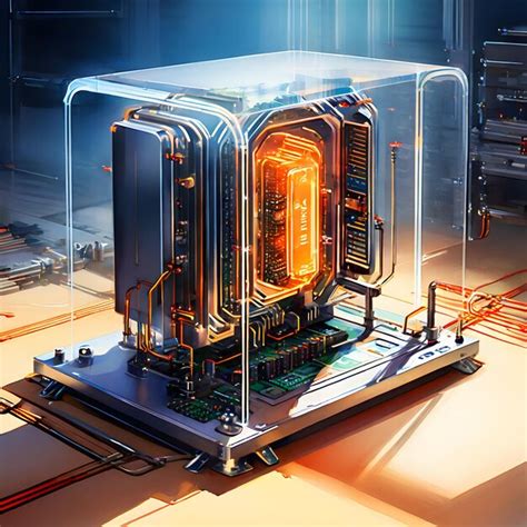 Futuristic Quantum Computer In Advanced Data Processing Facility Premium Ai Generated Image