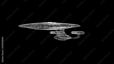 3d Spaceship Rotates On Black Bg Object Dissolved White Flickering Particles 60 Fps Business