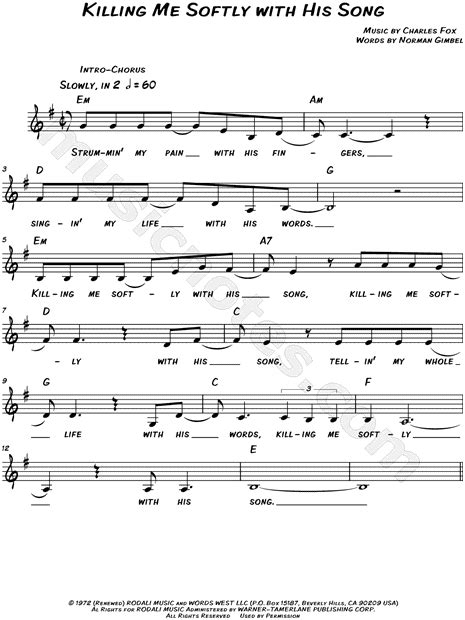 Guitar Chords Killing Me Softly