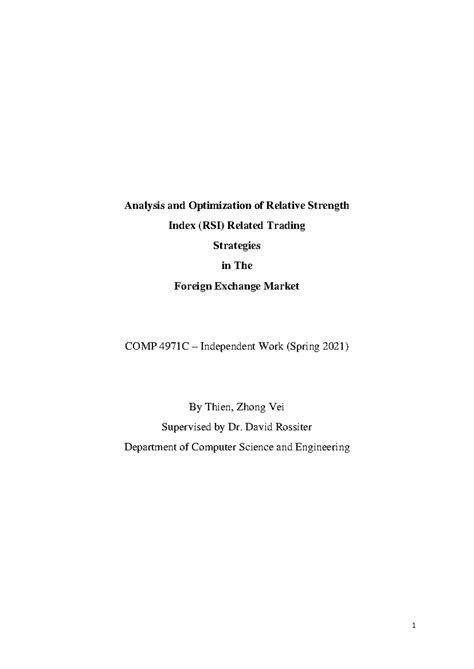 Rsi Macd Stochastic Forex Analysis And Optimization Of Relative Strength Index Rsi Related