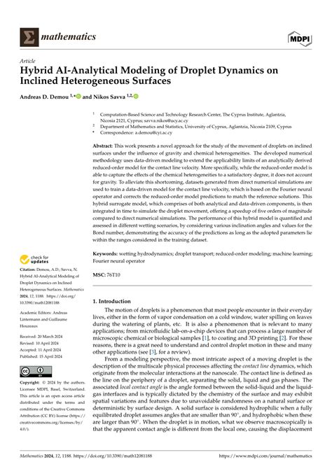 Pdf Hybrid Ai Analytical Modeling Of Droplet Dynamics On Inclined