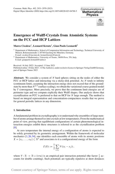 Emergence Of Wulff Crystals From Atomistic Systems On The Fcc And Hcp