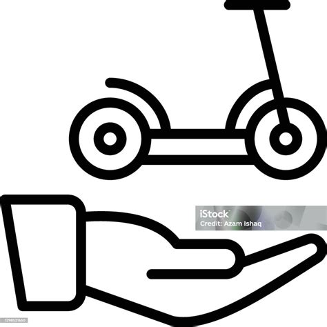 인간의 손 개념전기 스쿠터 킥 바이크 앱 Ui 벡터 아이콘 디자인 흰색 배경에 녹색 전송 기호 에코 모터 스쿠터 기호 개념에
