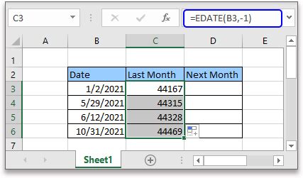 Excel Formula Get Same Date Last Month Or Next Month