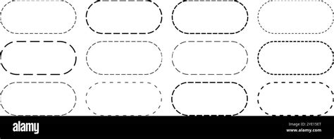 Set Of Oval Shapes With Dashed Lines Dotted Geometric Figures Isolated