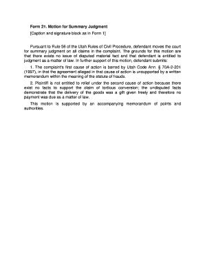 Motion For Summary Judgment Fill And Sign Printable Template Online