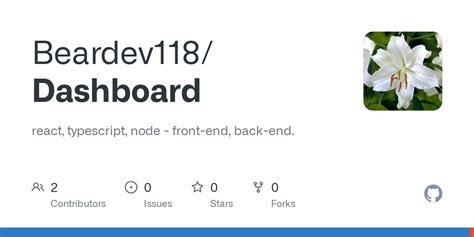 Github Beardev118dashboard React Typescript Node Front End Back End