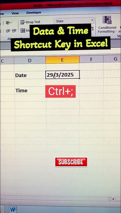Date And Time Shortcut Key Excel Exceltricks Exceltips Exceltutorial