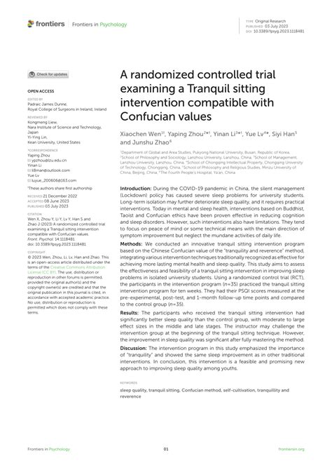Pdf A Randomized Controlled Trial Examining A Tranquil Sitting