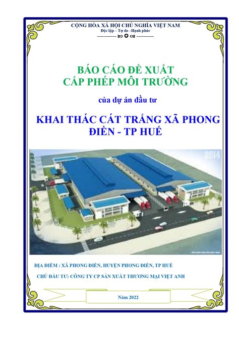 Báo cáo đề xuất xin cấp giấy phép môi trường cho dự án khai thác cát trắng