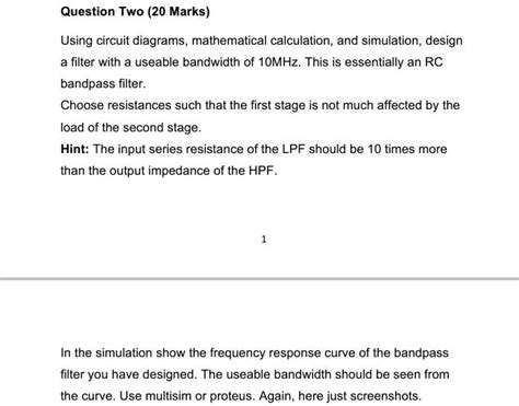Solved Question Two 20 Marks Using Circuit Diagrams Mathematical Calculations And