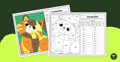 Suffixes Color By Code Worksheet Teach Starter