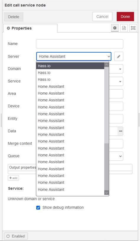 Unknown Domain Or Service Error Node Red Home Assistant Community