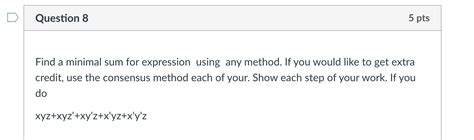 solved question 8 5 pts find a minimal sum for expression