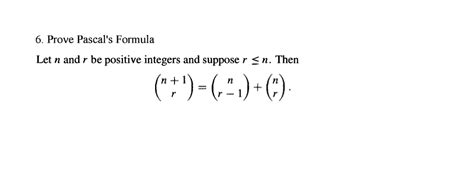 solved 6 prove pascal s formula let n and r be positive