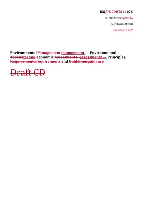 ISO DTS 14076 Environmental Management Environmental Techno Economic Assessments Principles