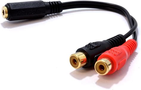 Plaqués Or 3 5 Mm Stéréo Jack Femelle Vers 2 X Cinch Rca Femelles