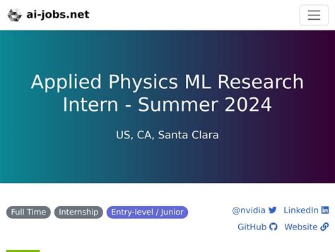 Hiring Applied Physics Ml Research Intern Summer 2024 In Us Ca Santa Clara Raimljobs