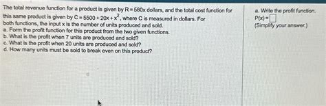 solved the total revenue function for a product is given by