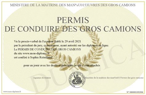 Permis De Conduire Des Gros Camions