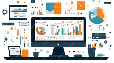 Desktop Workstation With Multiple Charts And Graphs For Data Analysis Premium Ai Generated Image