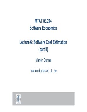 Fillable Online Lecture 6 Software Cost Estimation Fax Email Print PdfFiller