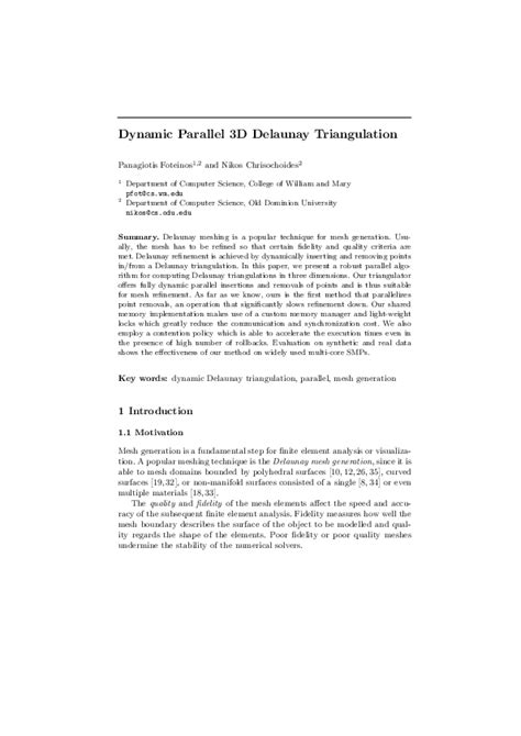 Pdf Dynamic Parallel 3d Delaunay Triangulation