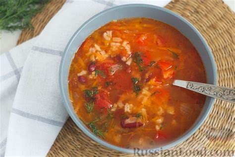 Рецепт Томатный суп с рисом и красной фасолью на