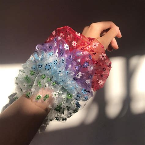 Scrunchie Organza Bunga Ikat Rambut Cepol Cemol Iket Korea Hijab