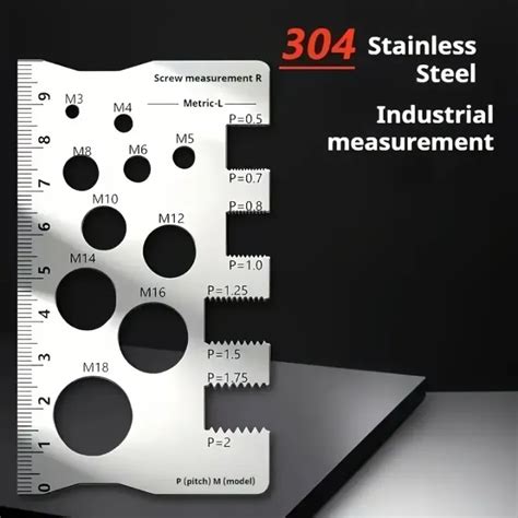 Thread Pitch Gauge Measurement Ruler High Accuracy Stainless Steel For