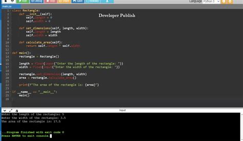 Python Program To Find The Area Of A Rectangle Using Classes