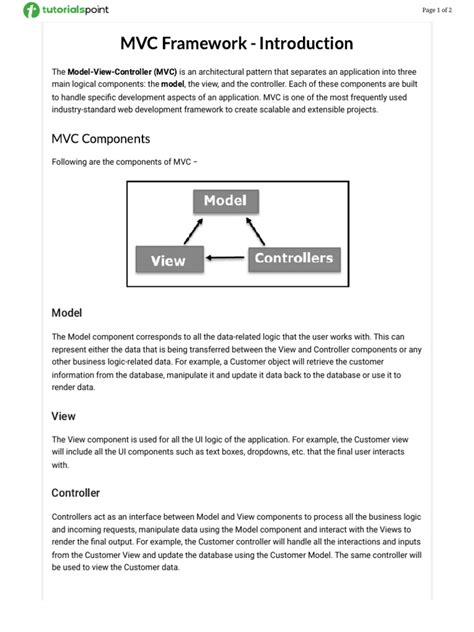 mvc framework introduction pdf model view controller computer engineering