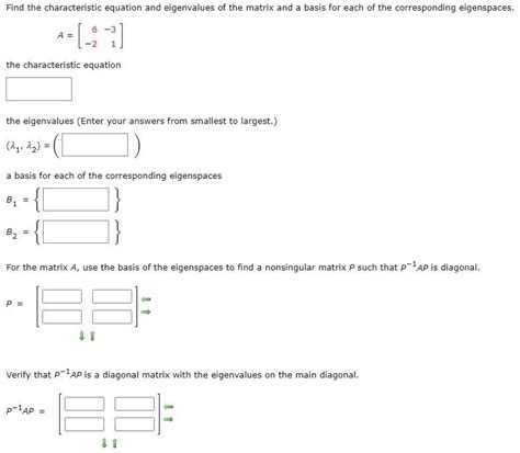 Solved Find The Characteristic Equation And Eigenvalues