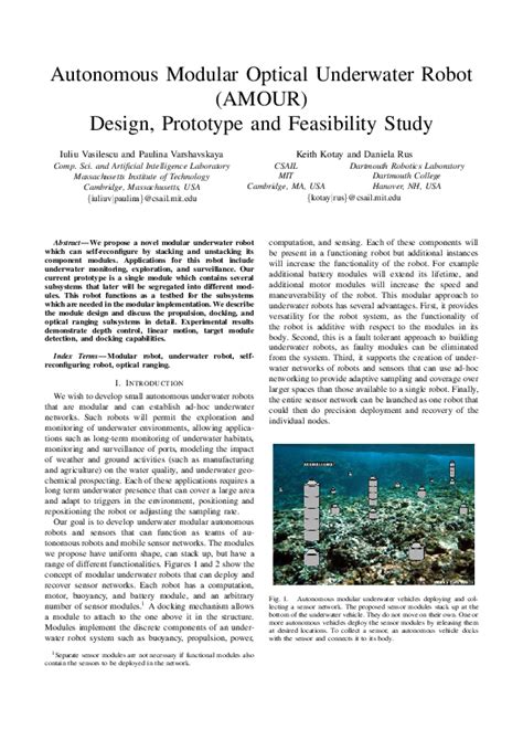 pdf autonomous modular optical underwater robot amour