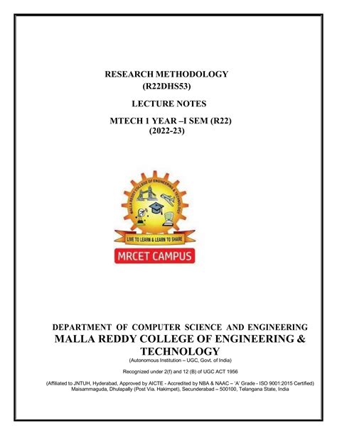 Research Methodlogy Lecture For Graduate Pdf