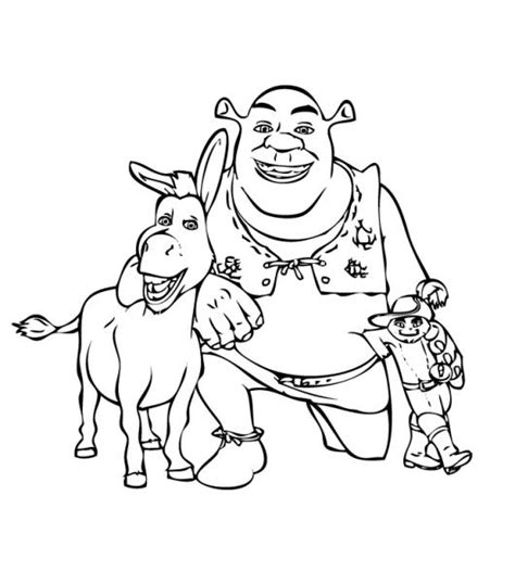 Dibujo De Shrek Con El Burro Y El Gato Dibujos Para Pintar Dibujos