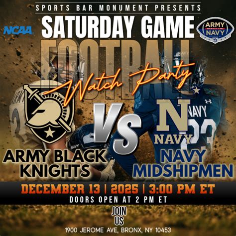 Plantilla De 2025 Army Black Knights V Navy Midshipmen Football Game