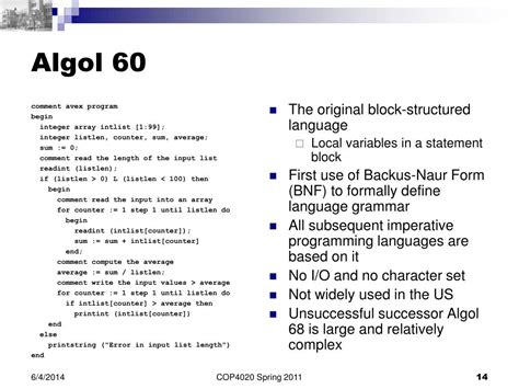 Ppt Cop4020 Programming Languages Powerpoint Presentation Free