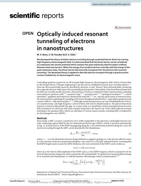 Pdf Optically Induced Resonant Tunneling Of Electrons In Nanostructures