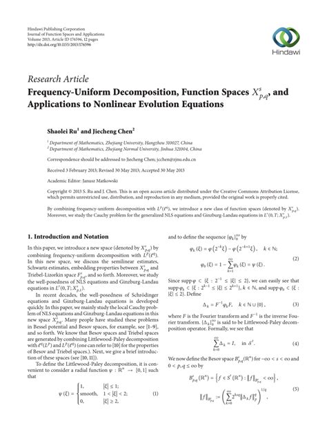 Pdf Frequency Uniform Decomposition Function Spaces Xpqs And