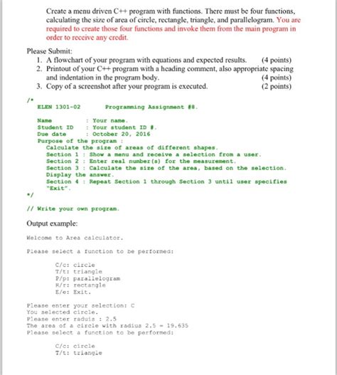 Solved Create A Menu Driven C Program With Functions
