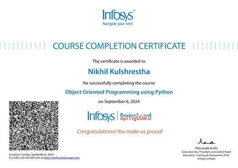 Nikhil Kulshrestha On Linkedin Python Objectorientedprogramming Infosysspringboard