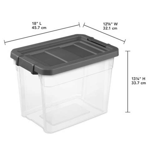 Sterilite 30 Qt Clear Plastic Stackable Storage Bin W Grey Latch Lid