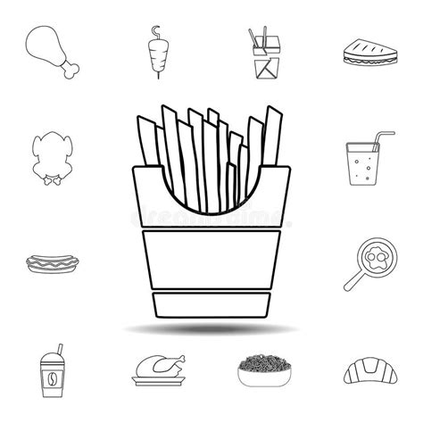french fries icon simple thin line outline vector element of fast